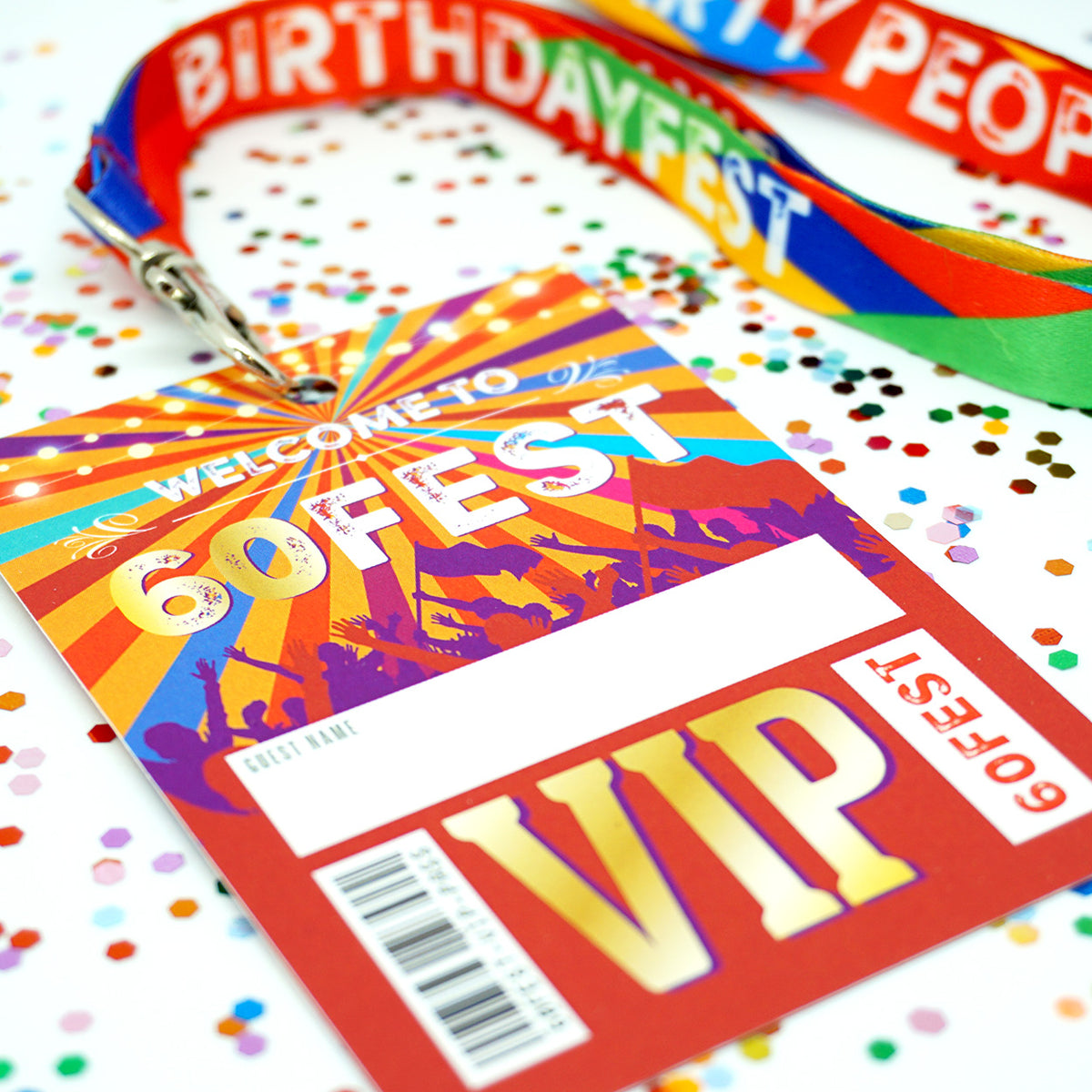 60FEST ® 60th Birthday Party Festival VIP Pass Lanyards | Hen Party ...